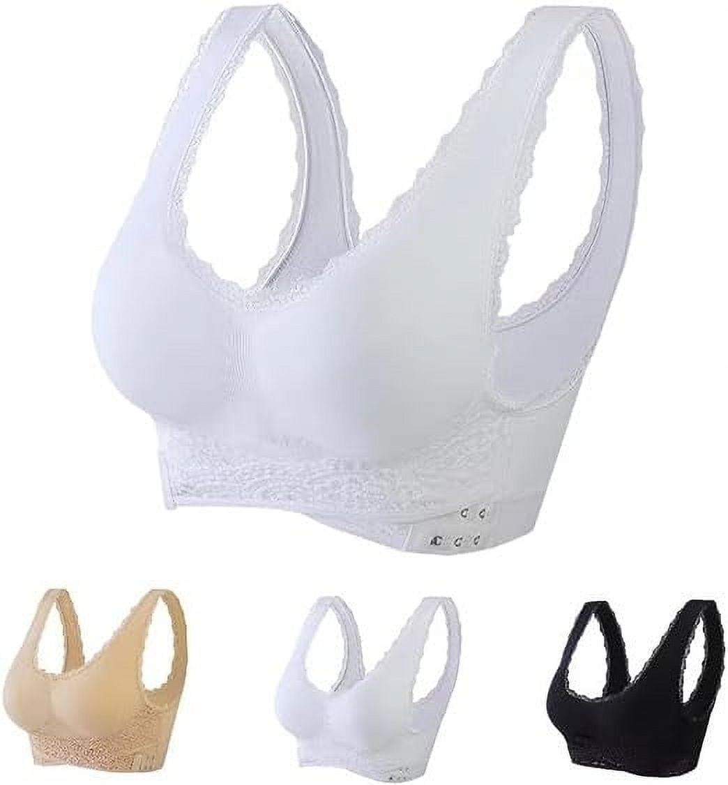 YWDJ Comfy Bras for Women 4 Pack Front Closure Bras No Wire Sleep Bras ...