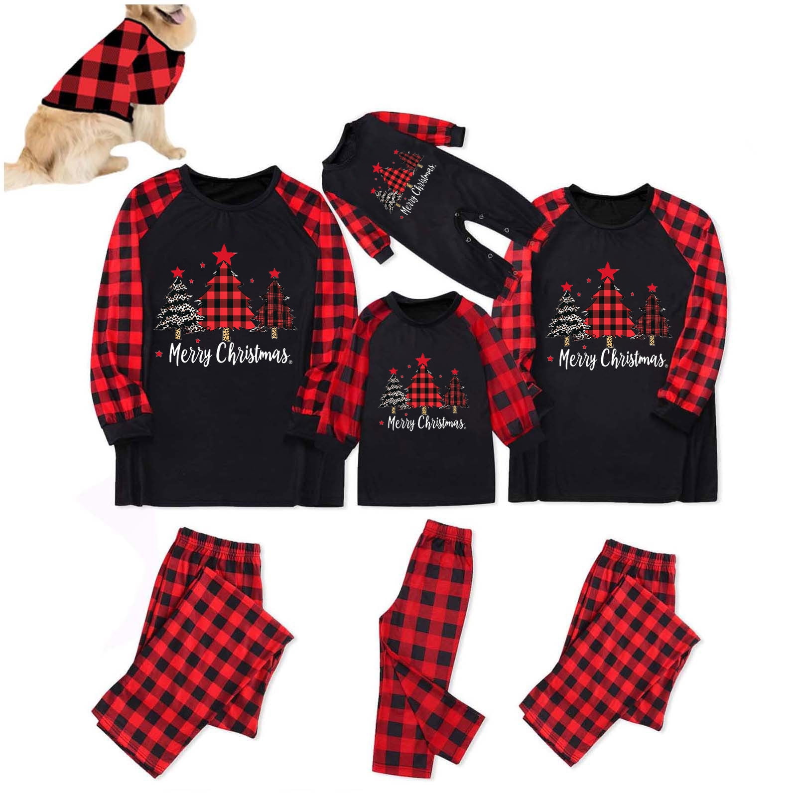YWDJ Dog Christmas Pajamas Matching L Red Pet Cute Warm Christmas Plaid ...