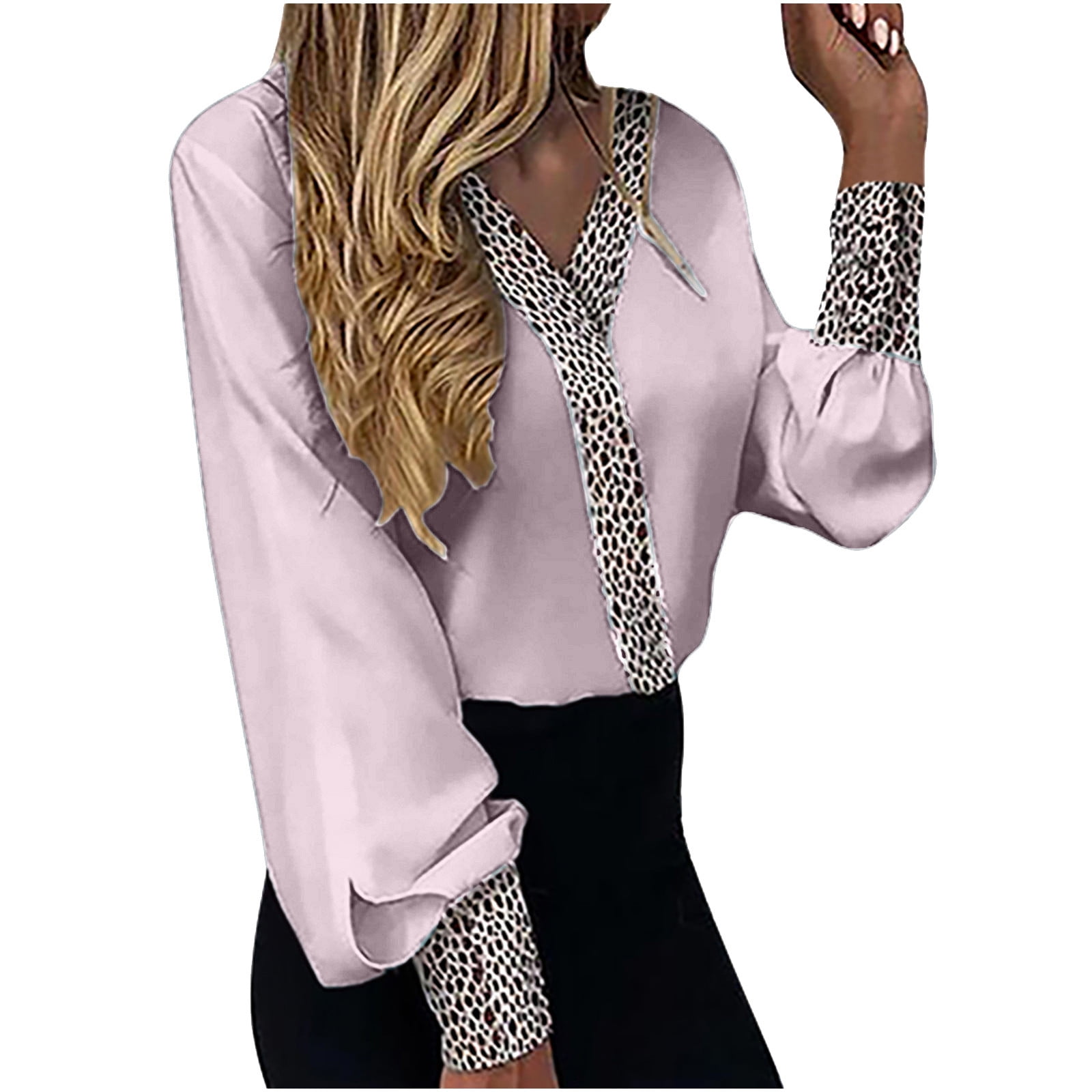 YWDJ Fall Blouses for Women 2022 Boho Women Leopard Printing Flared ...