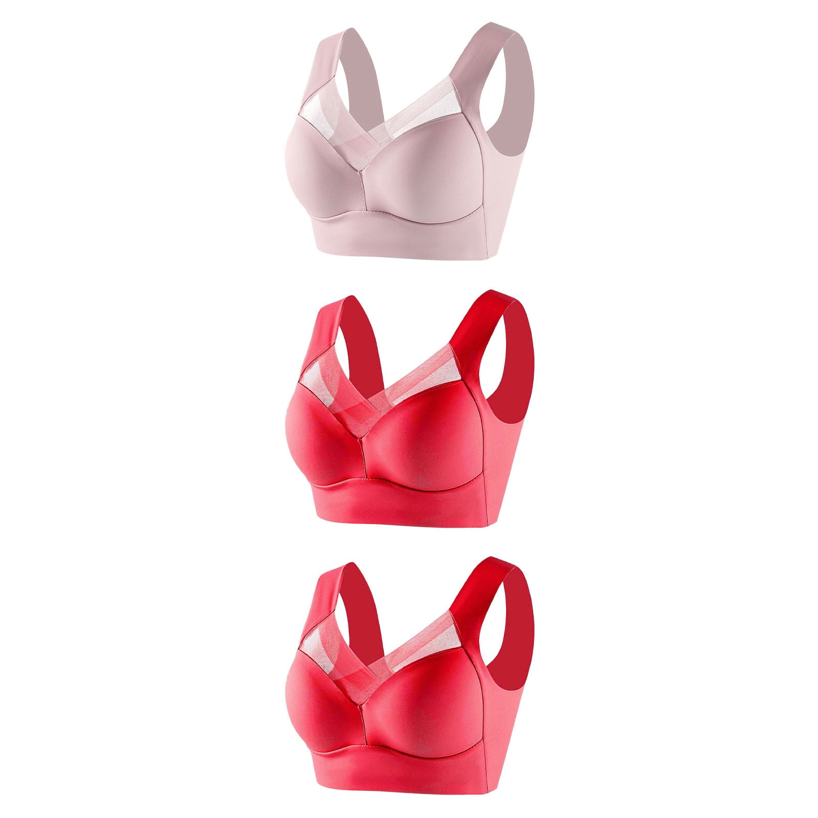 YWDJ Full Coverage Bras for Women 3 Pack Plus Size Pull on Push up ...