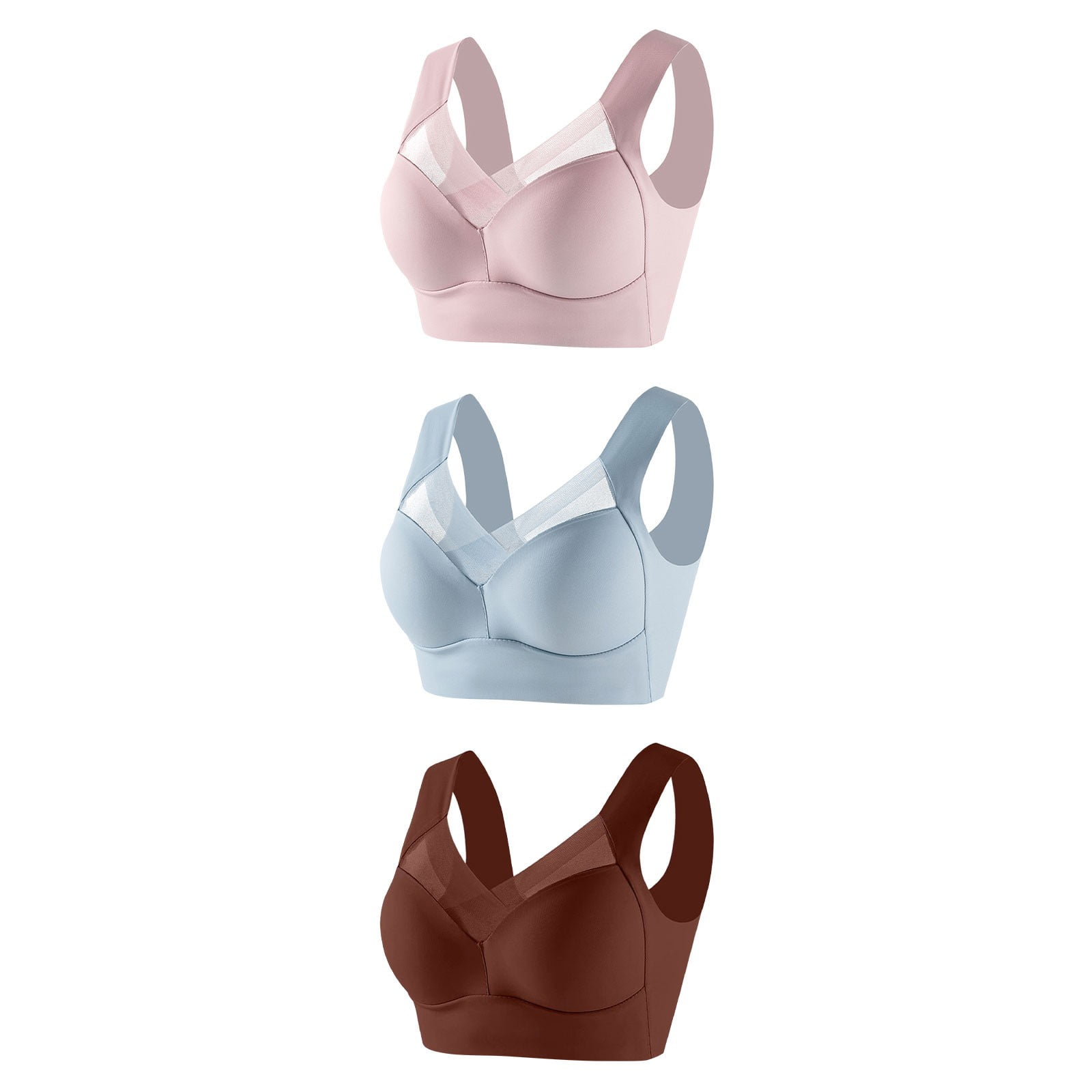 YWDJ Full Coverage Bras for Women Wide Straps 3 Pack Plus Size Pull on ...