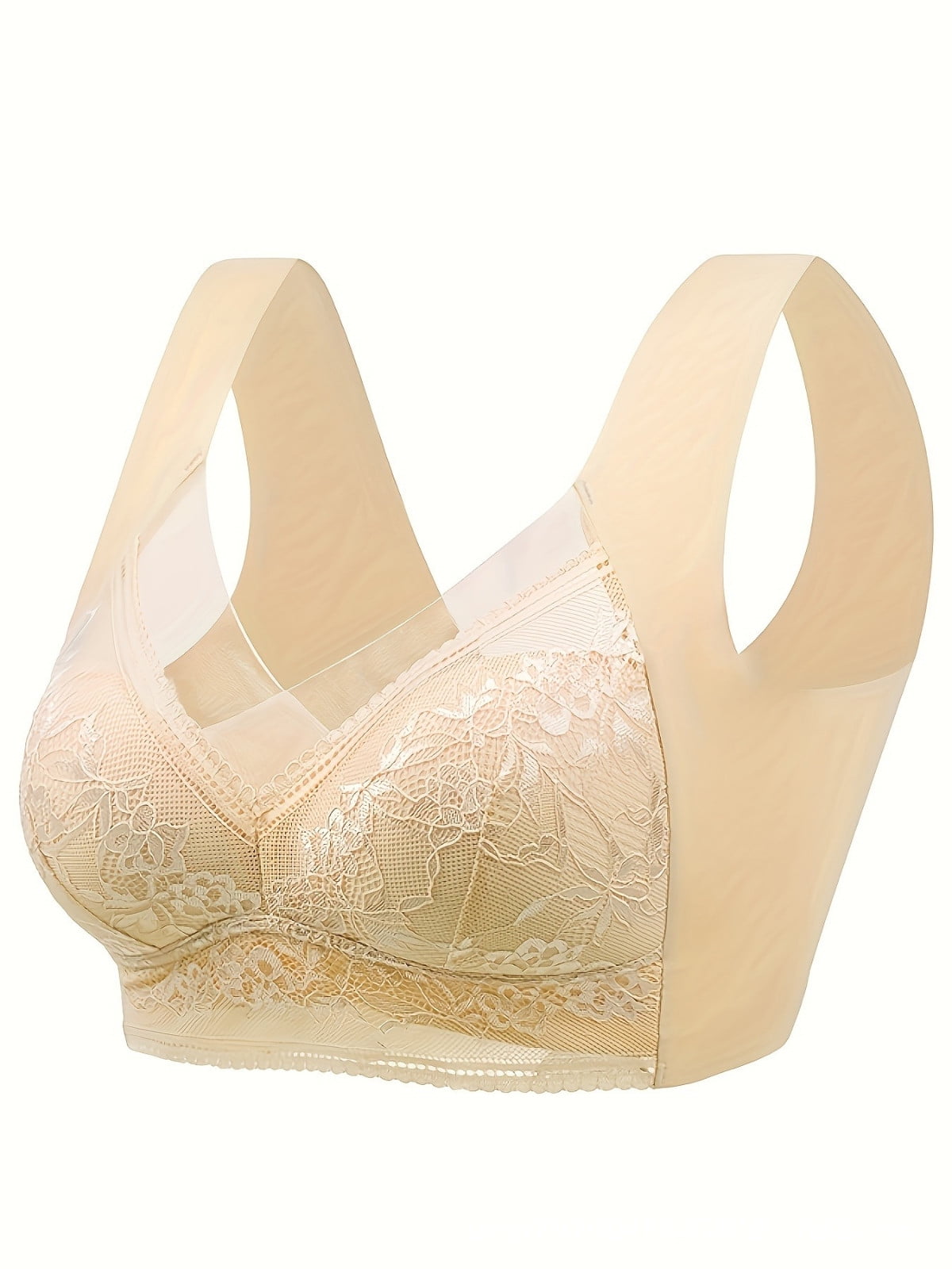 YWDJ Full Coverage Bras for Women Wireless Plus Size Pull on Push up No ...