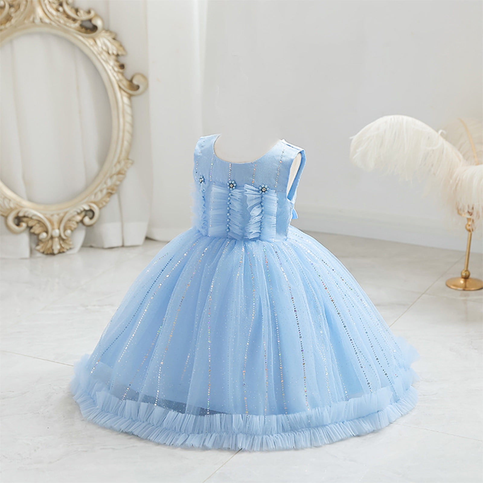 YWDJ Girl Party Dresses Flower Girls Dress Princess Puffy Tulle Dresses Bridesmaid Wedding ...
