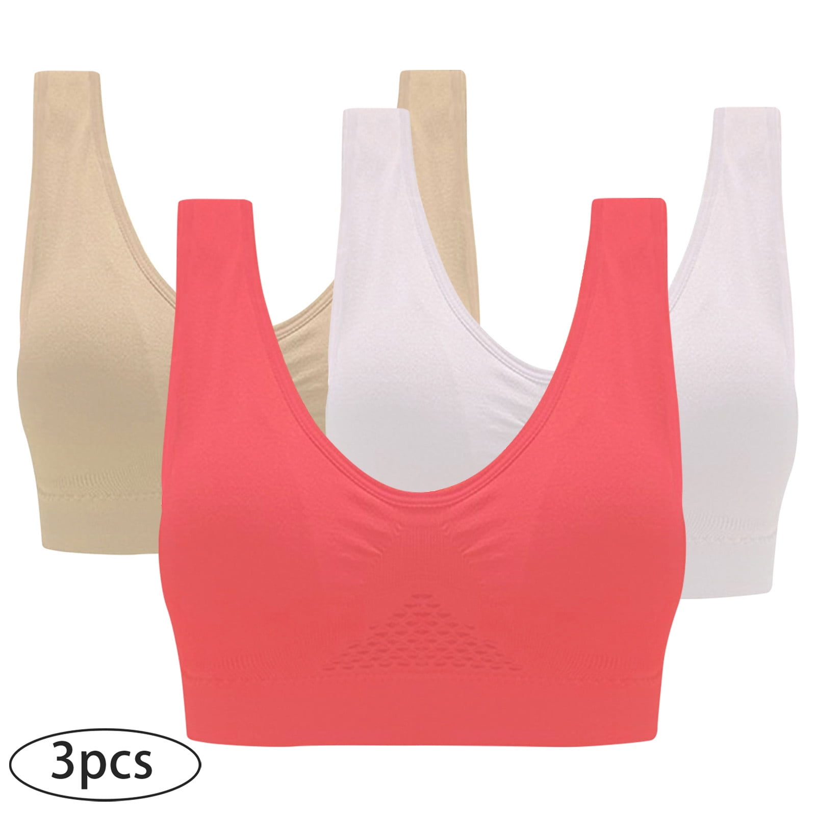 YWDJ Gym Bras for Women Workout 3 Pack Front Close Wirefree Wide Strap ...