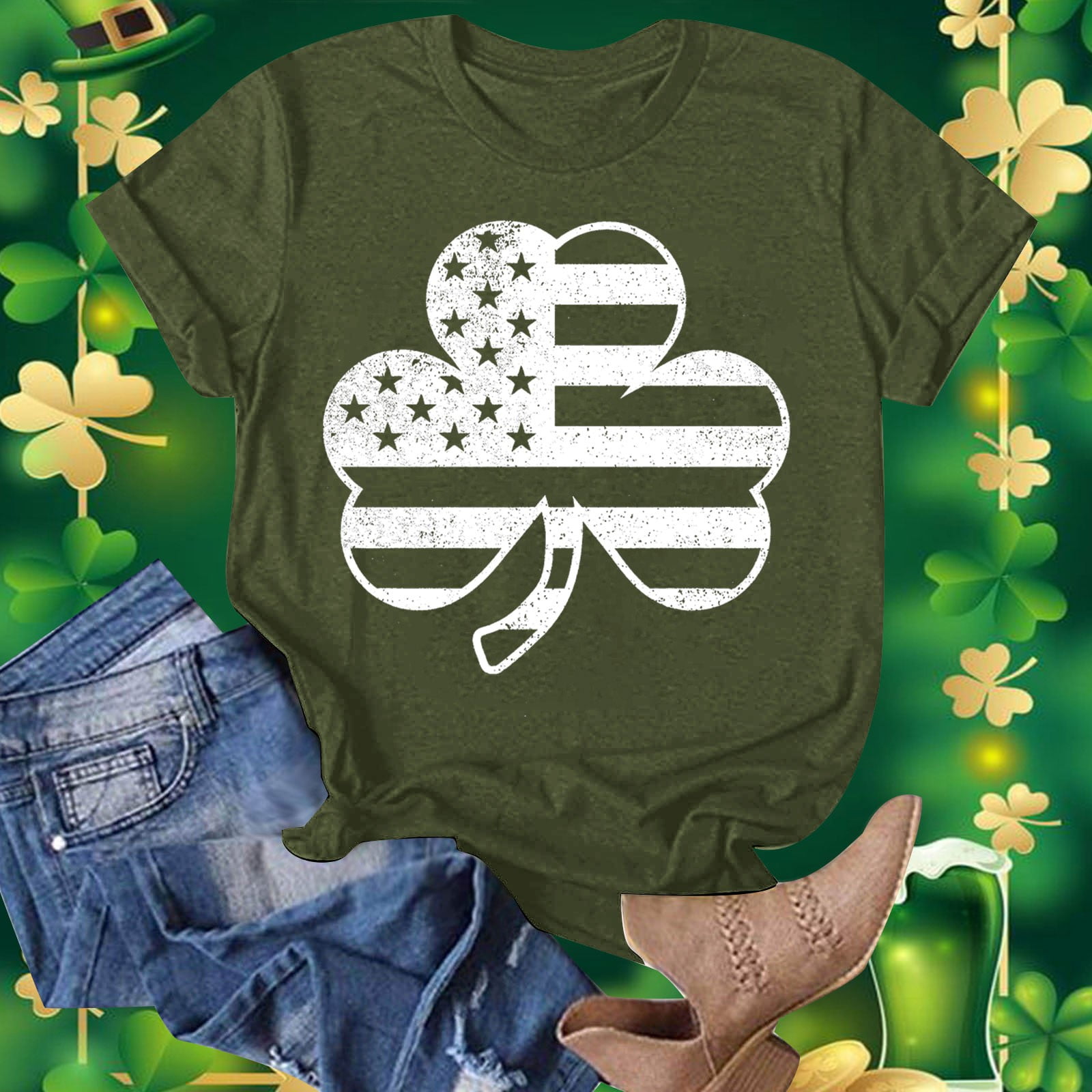 Ywdj Irish Pride Womens Going Out Tops Y2k Green St Patricks Day