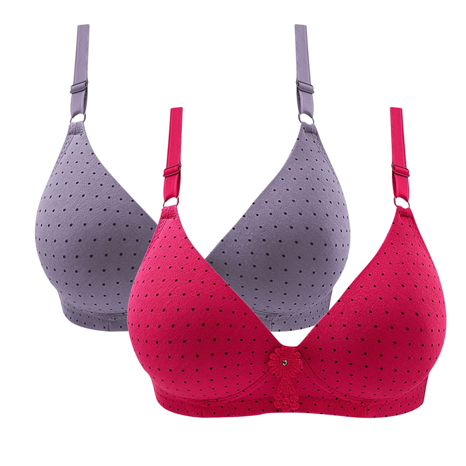 YWDJ Lace Bras for Women Push up 2 Pack Closure in Back Lounge Bras No ...