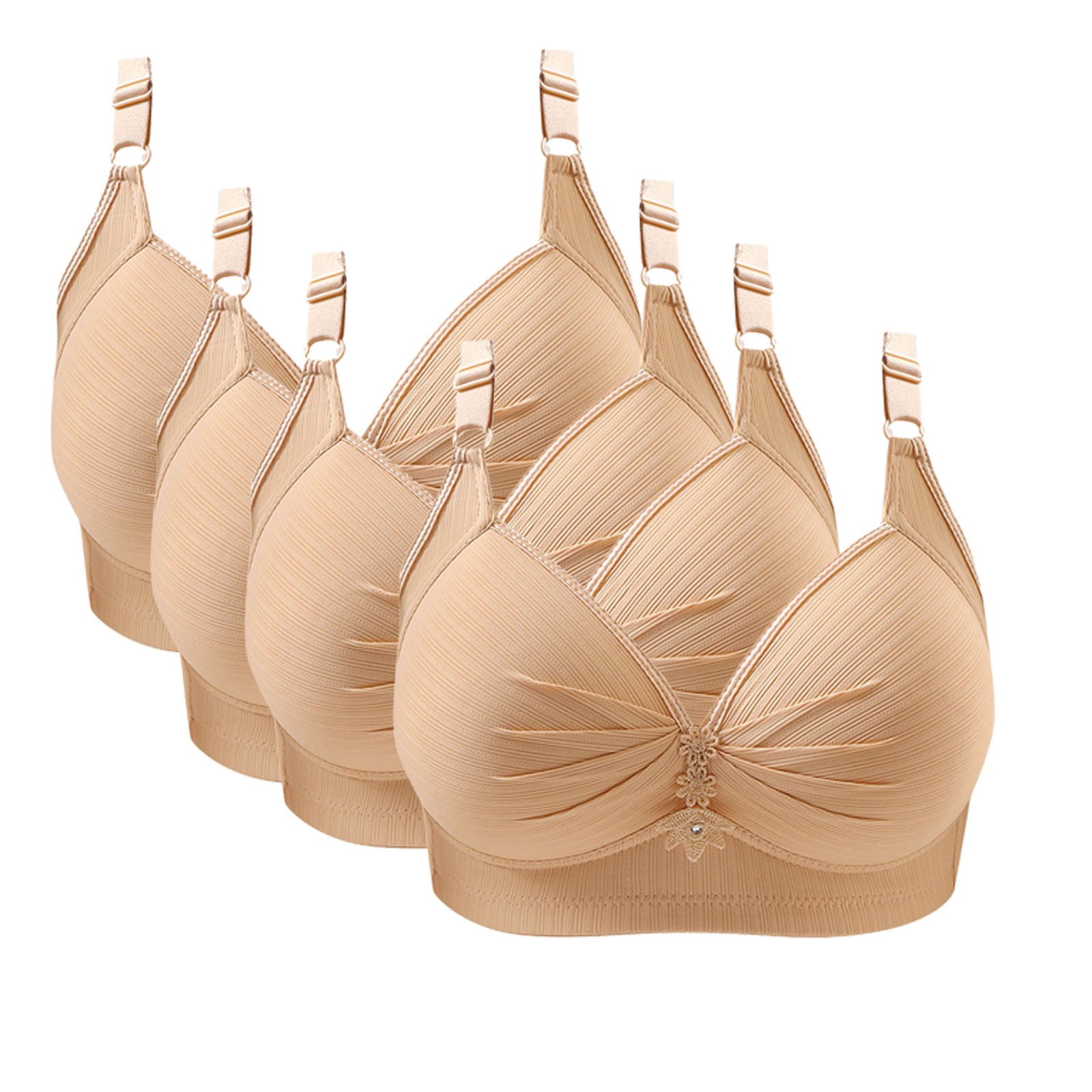 YWDJ Lace Bras for Women Push up 4 Pack Back Closures Bras Wireless ...