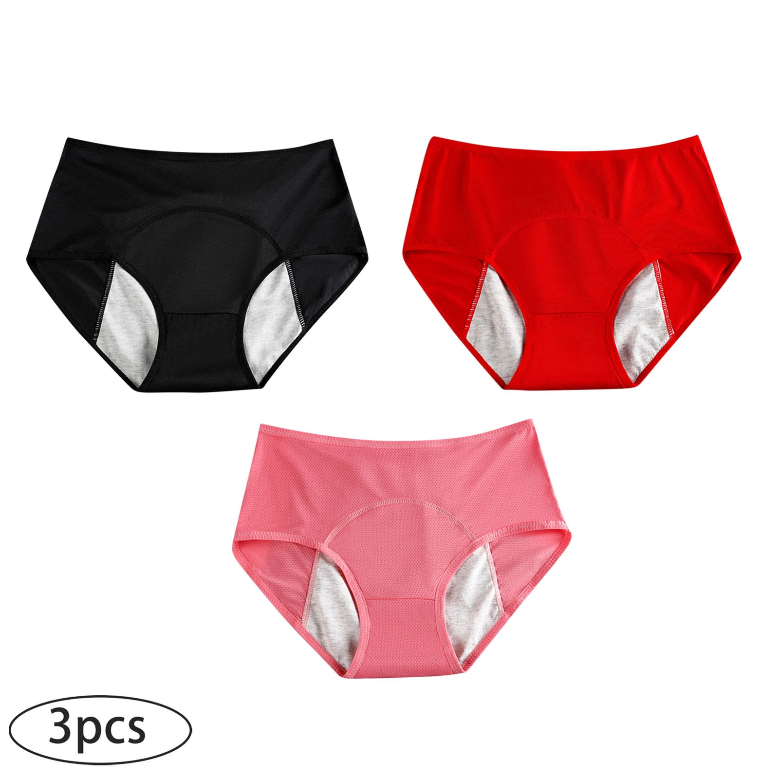 Ywdj Period Panties Women Briefs 3 Pack Plus Size Lightweight High