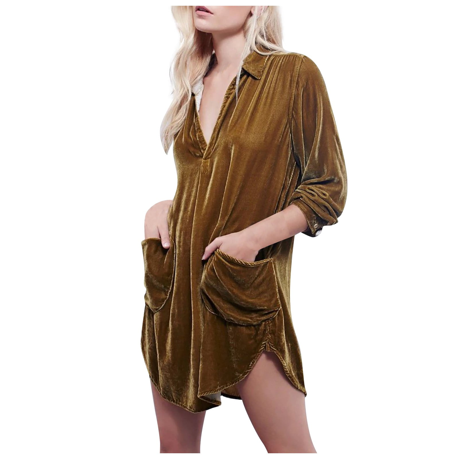 Ywdj Plus Size Dress For Women Fall Formal Fashion Jacket Women V Neck