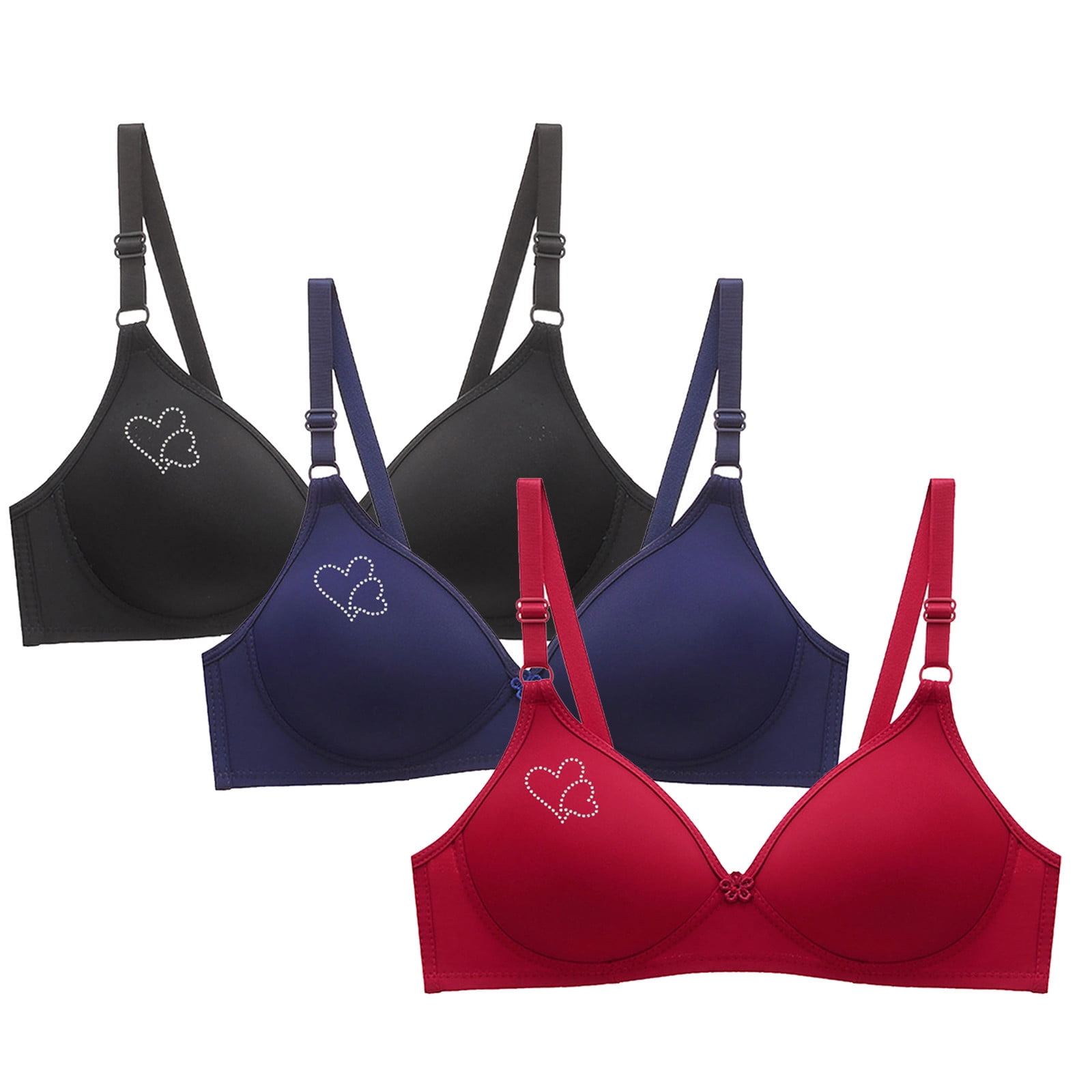 YWDJ Push up Bras for Women 3 Pack Plus Size No Wire Comfort Straps ...