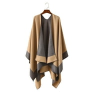 ZTTD Autumn and Winter Solid Color Hedging Knitted Shawl Cloak With ...