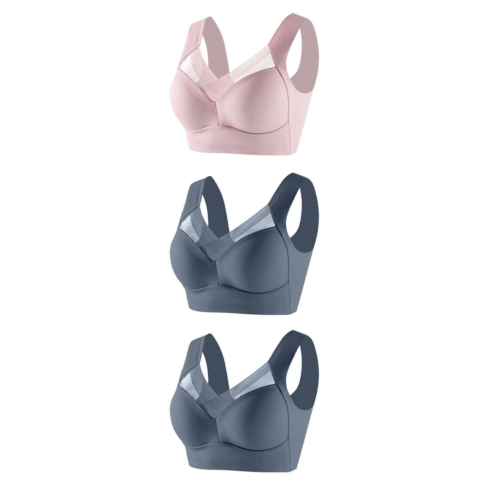 YWDJ Wireless Bras for Women Plus Size Full Coverage 3 Pack Pull on ...