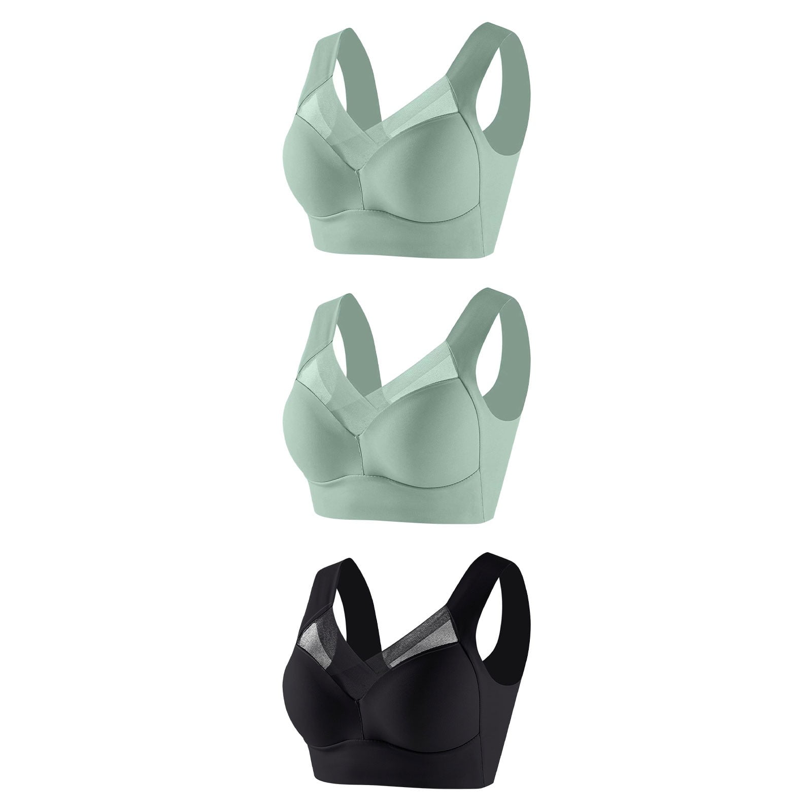 YWDJ Wireless Bras for Women Plus Size Full Coverage 3 Pack Pull on ...