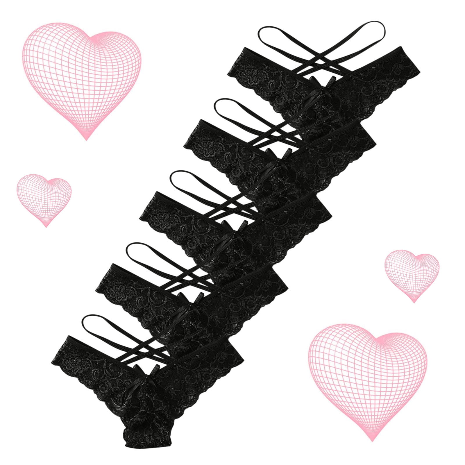 YWDJ Womens Thong Underwear 5 Pack Lace Lightweight G String No Show ...