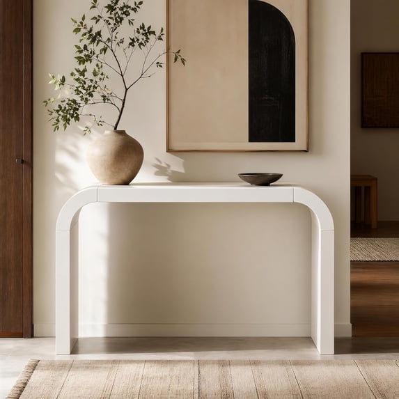 YWEN 52" Curved Console Table for Entryway Modern Long and Narrow Foyer ...