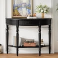 YWEN Farmhouse Half Moon Console Table with Drawer & Shelf, Narrow ...
