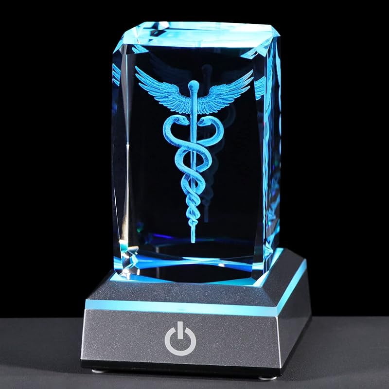 YWHL 3D Laser Engraving Crystal Caduceus Figurine for Doctors - Doctors ...