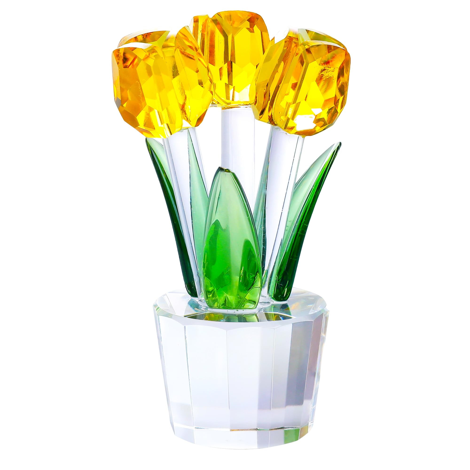 YWHL Handmade Crystal Tulips Flower, Tulips Gifts for Women Glass ...