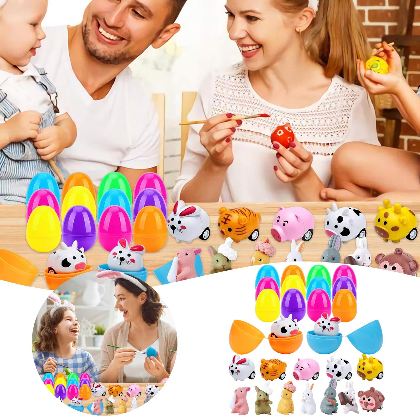 YWIYIUD 12 Pack Prefilled Easter Eggs with Toys,Mini AnimalCars ...