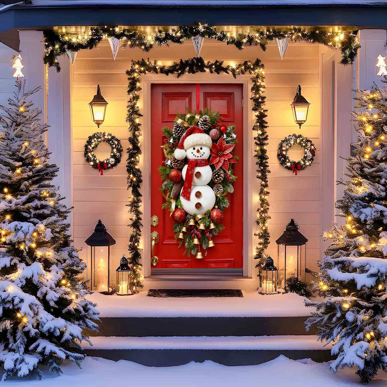 YWIYIUD 1Pcs Christmas Bow Door Banner Holiday Berry Photography ...