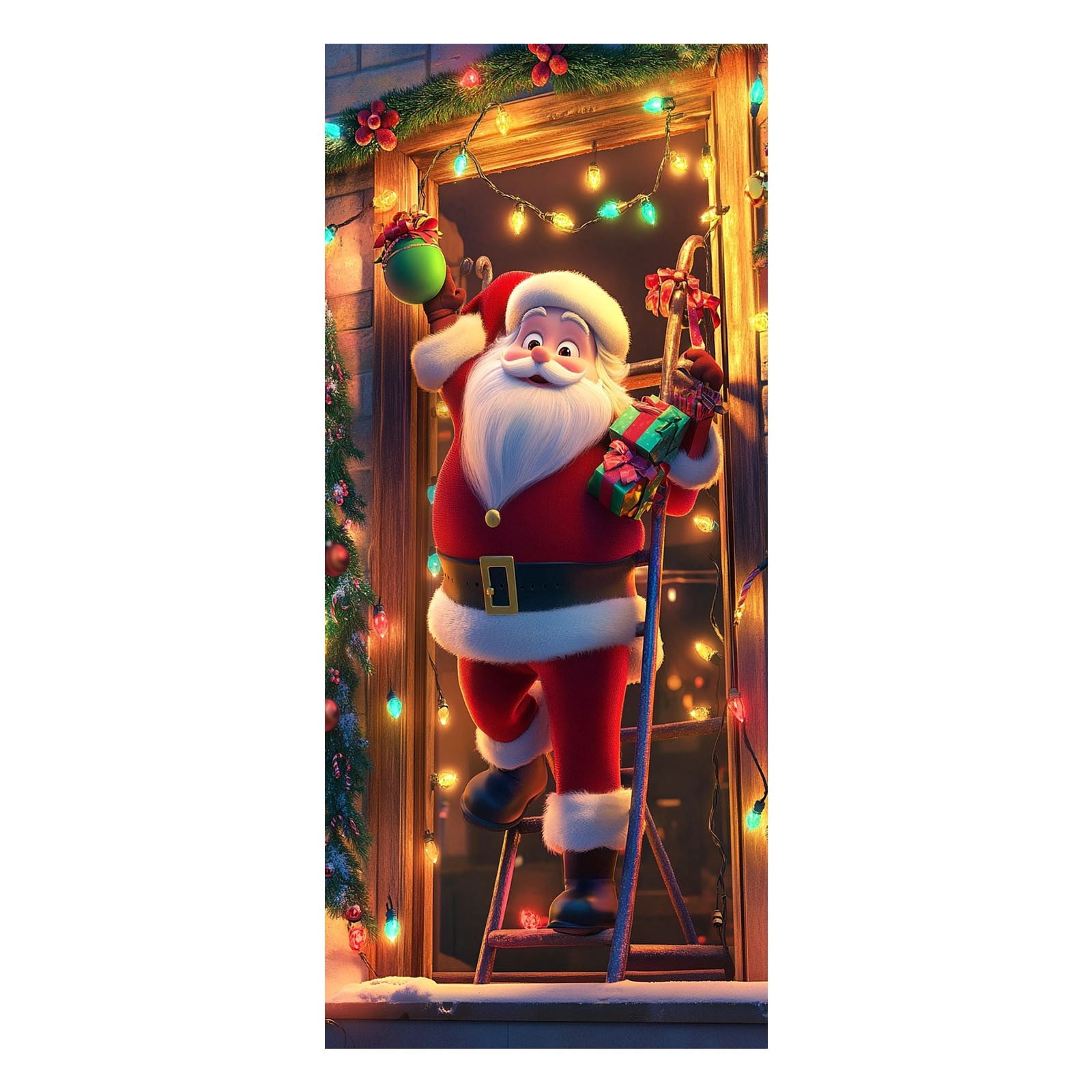 YWIYIUD Christmas Door Cover Reindeer Santa Banner Photo Background ...