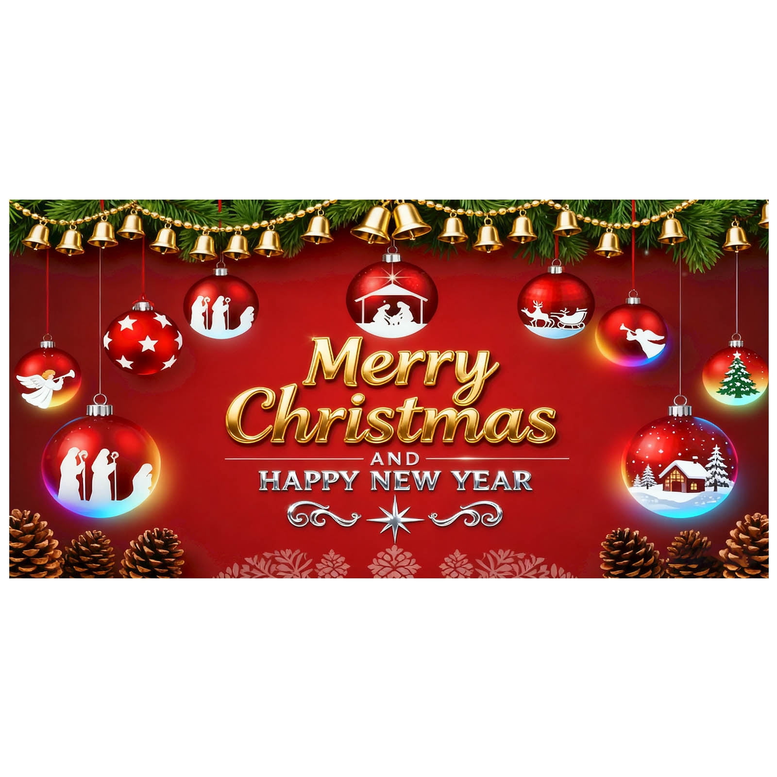 YWIYIUD Christmas Garage Door Cover 7x16ft Merry Christmas Garage Door ...