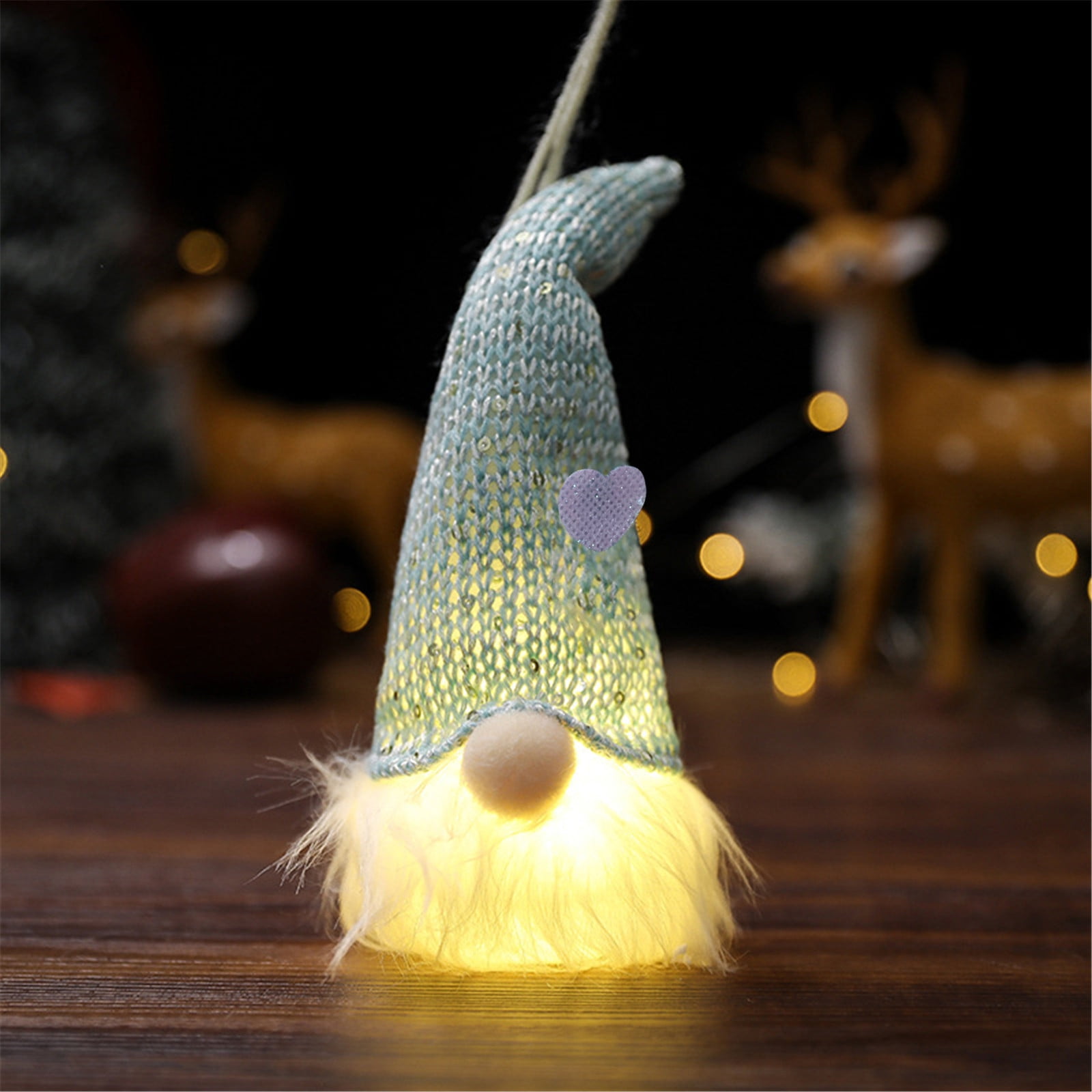 YWIYIUD Christmas Glowing Santa Decorations, Lighted Hanging Ornaments ...