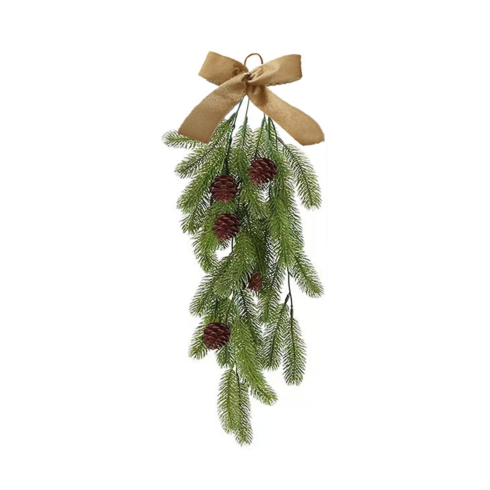 YWIYIUD Christmas Teardrop Garland with Velvet Bow 28 Inch Rustic ...