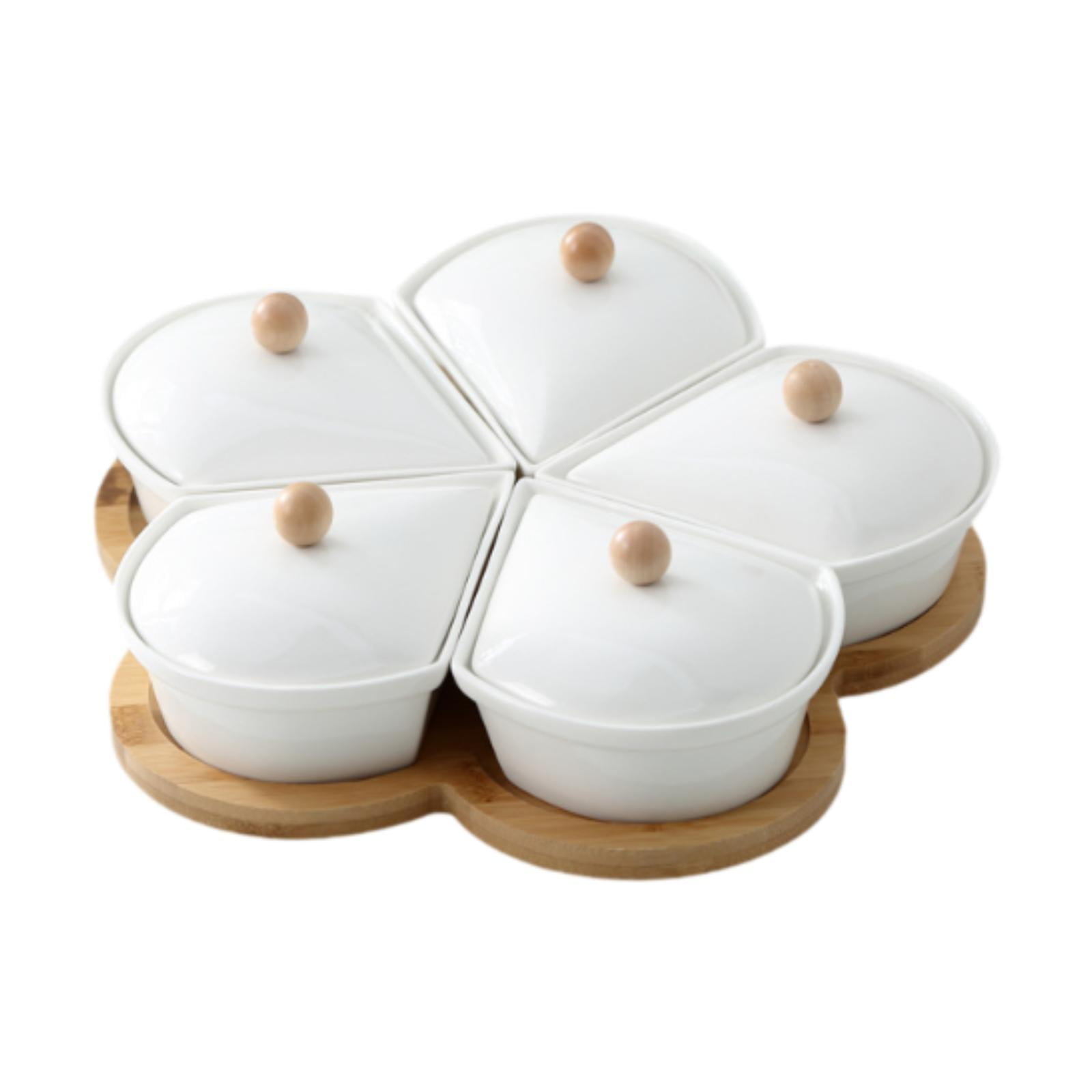 YWJLQH Ceramic Divided Serving Dishes with Lid Nuts Dishes Divided ...