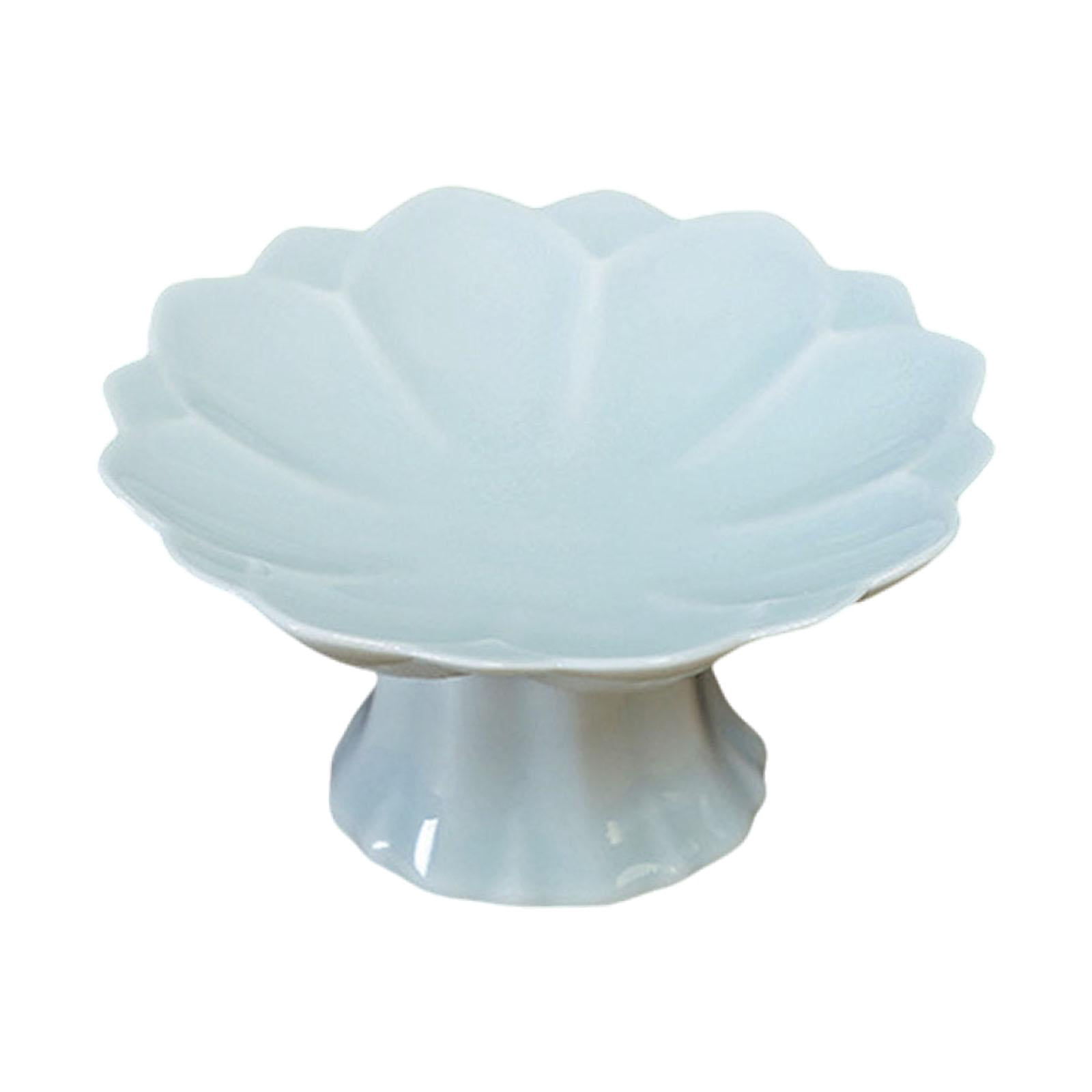 YWJLQH Ceramic Footed Plate Countertop Lotus Shaped for Family ...