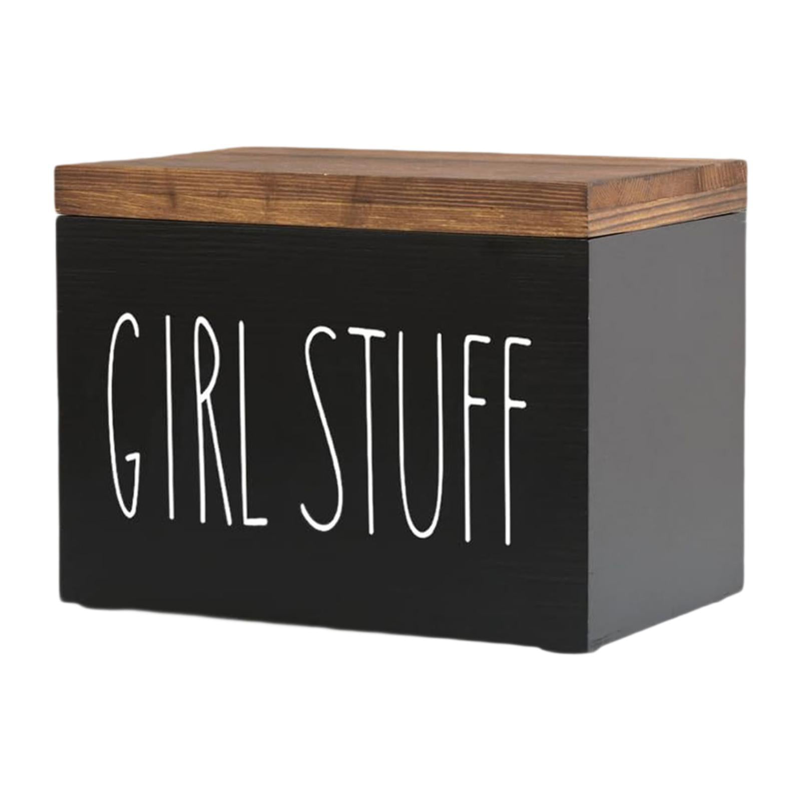YWJLQH Tampon Holder Rustic Wood Bathroom Storage Bin for Women Girl ...