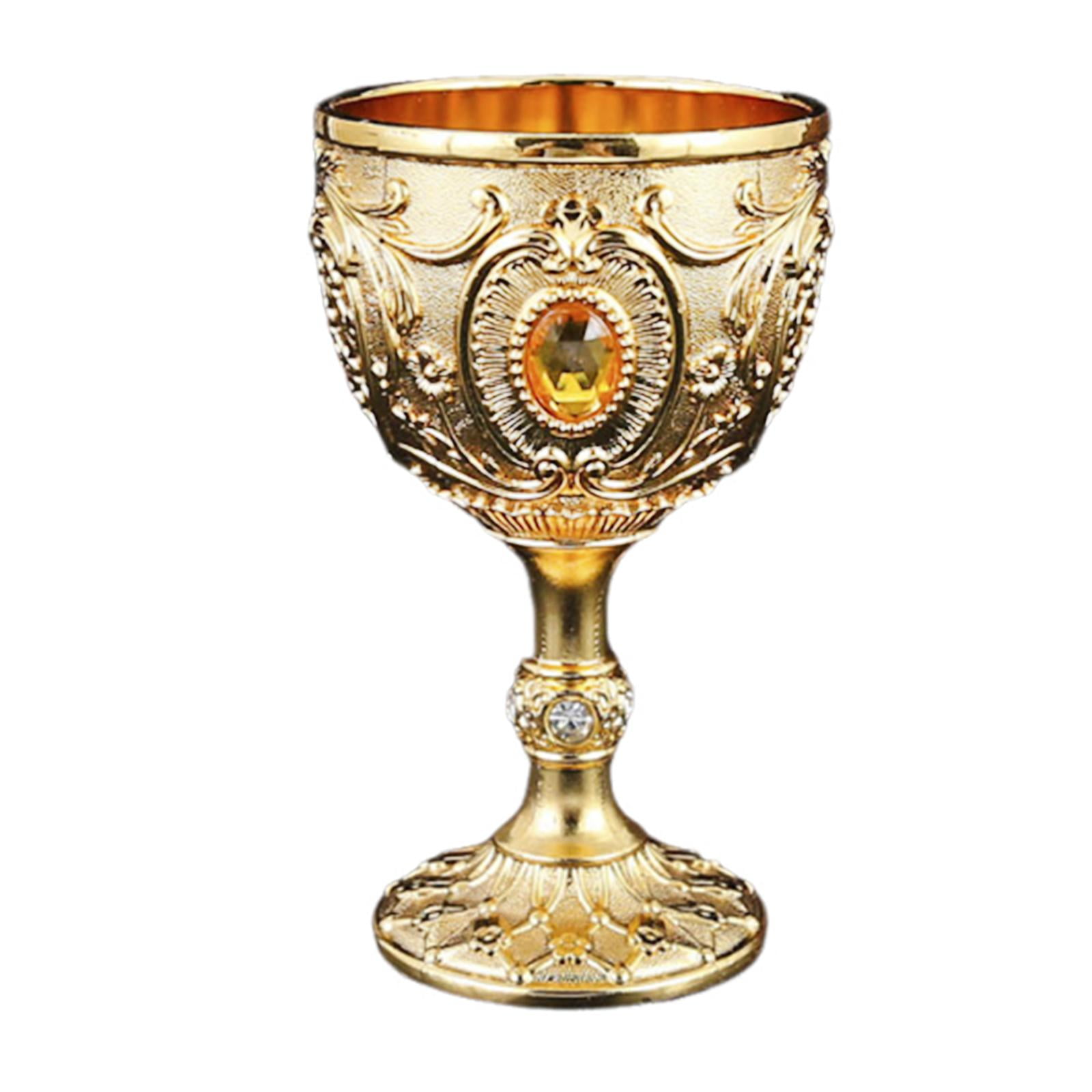 YWJLQH Vintage Embossed Water Goblet Home Tiny Drinking Cup European ...