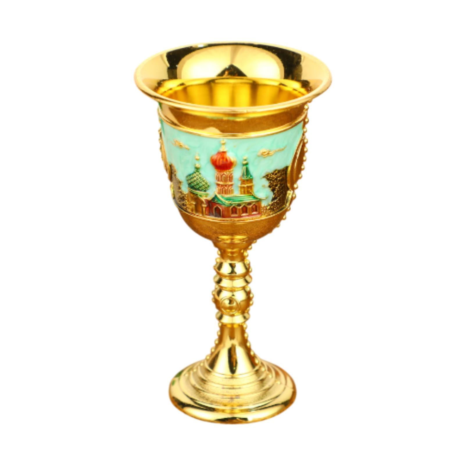 YWJLQH Vintage Medieval Goblet Pattern Drinking Glass Sturdy Handcraft ...