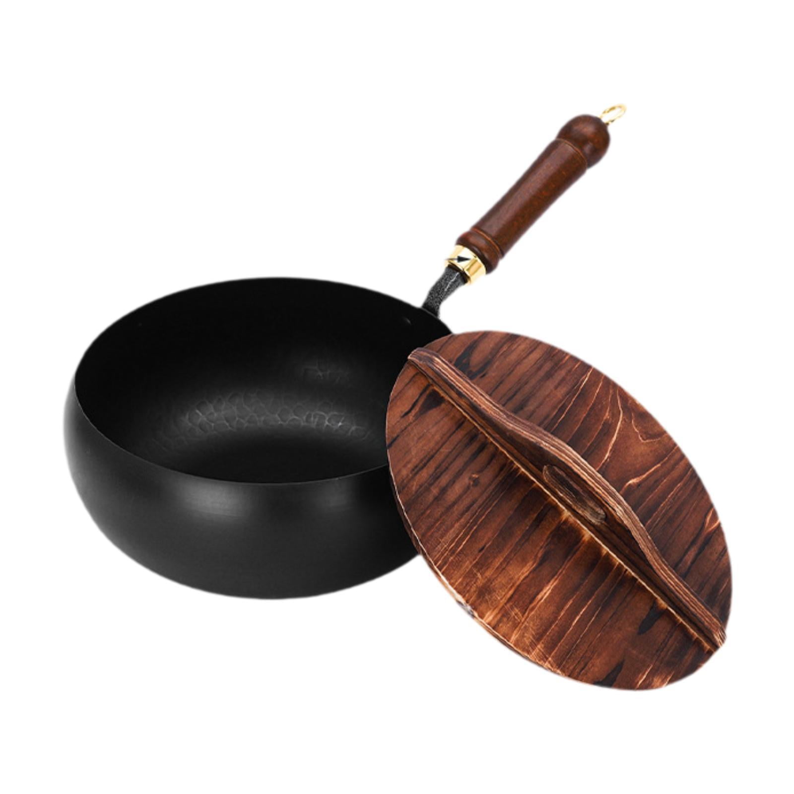 YWJLQH Wok Pan Cooking Wok Wood Handle Saute Pan Pots Cookware Gas Pans ...