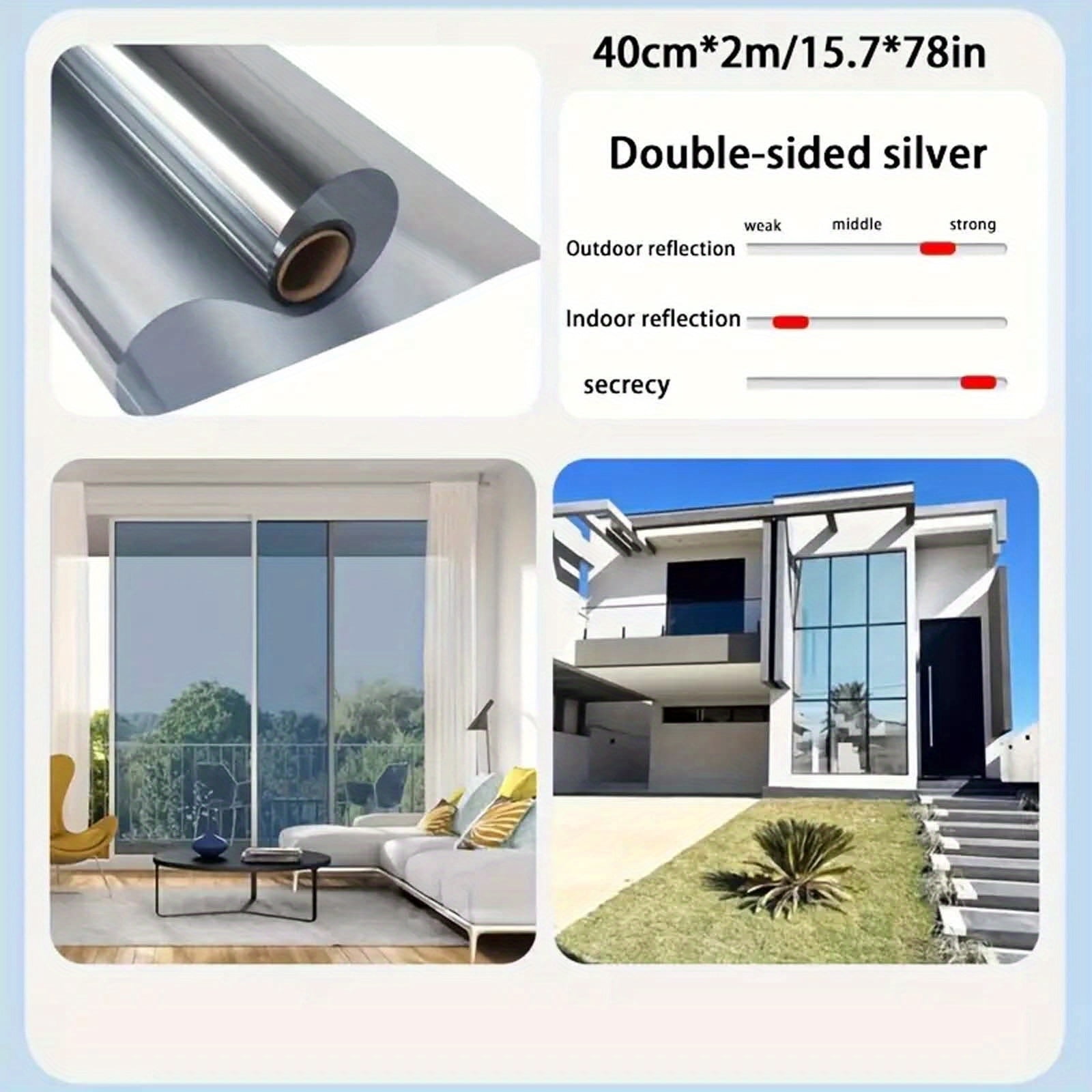 YWKJC Blocking Window Film Roll 23.6*118in Privacy Reflective Glass ...