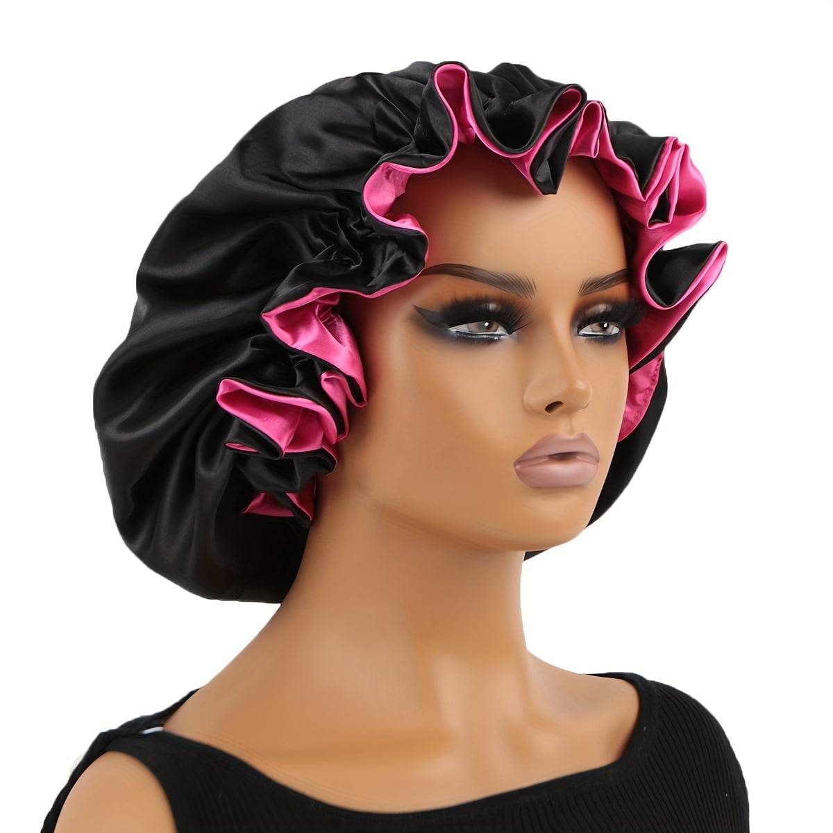 YWKJC Double Layer Large Satin Bonnet For Curly Hair Reversible Night ...