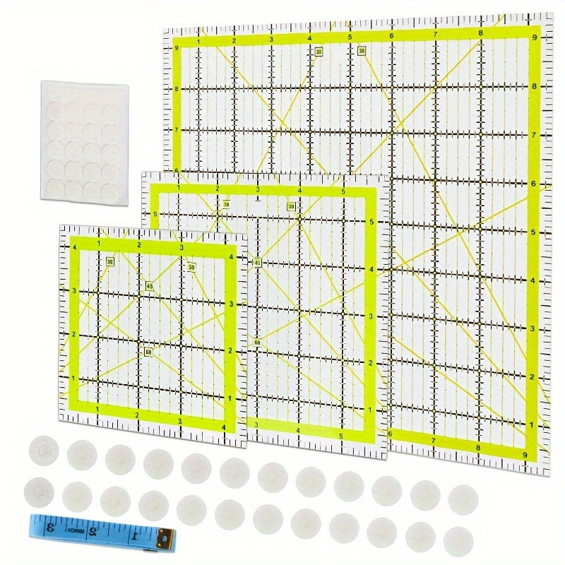 YWKJC Quilting Ruler Set Clear Plastic Square Sewing Templates 4.5‘‘/6 ...