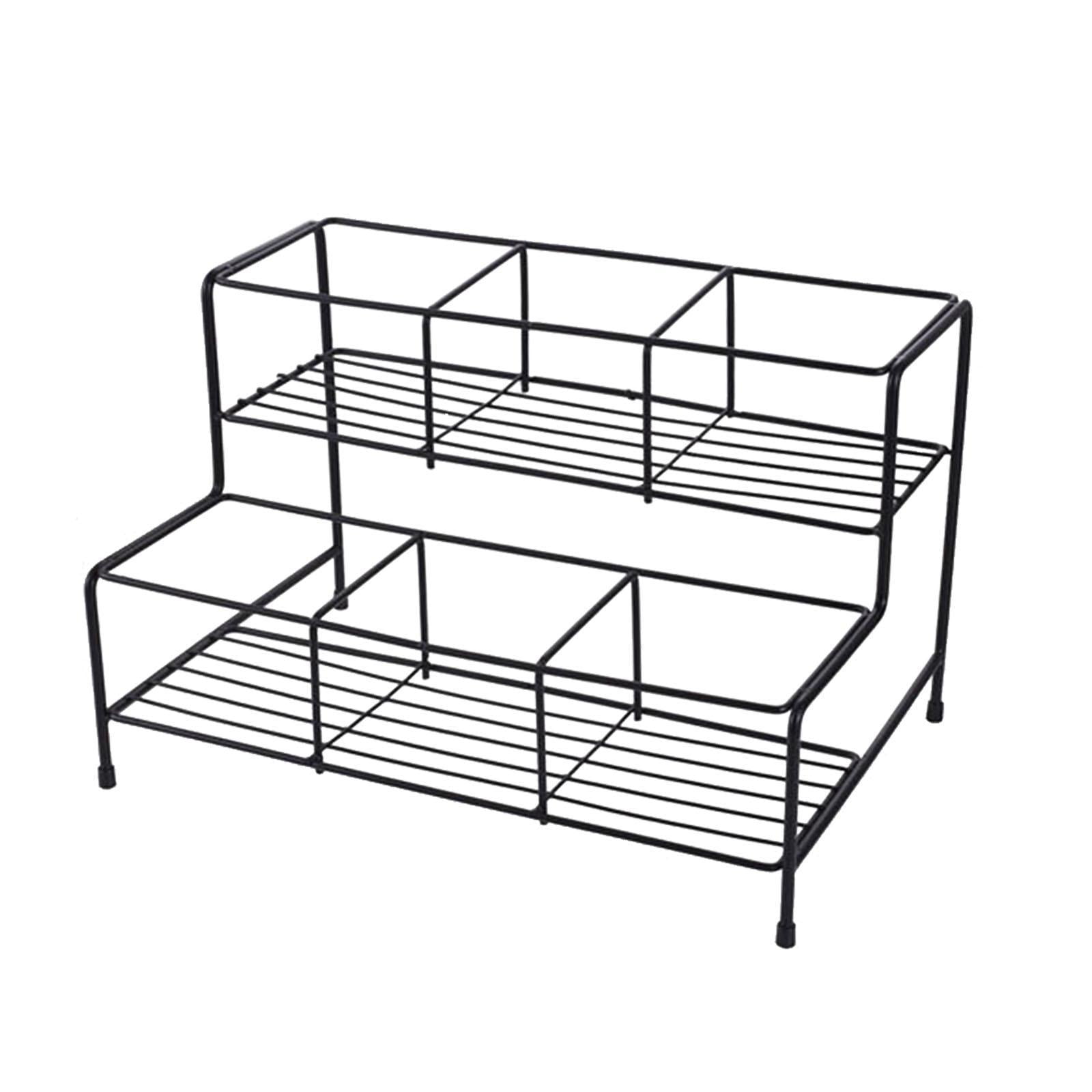 YWMJZEU Coffee Syrup Organizer Rack 2 Tier Metal Display Stand Syrup ...