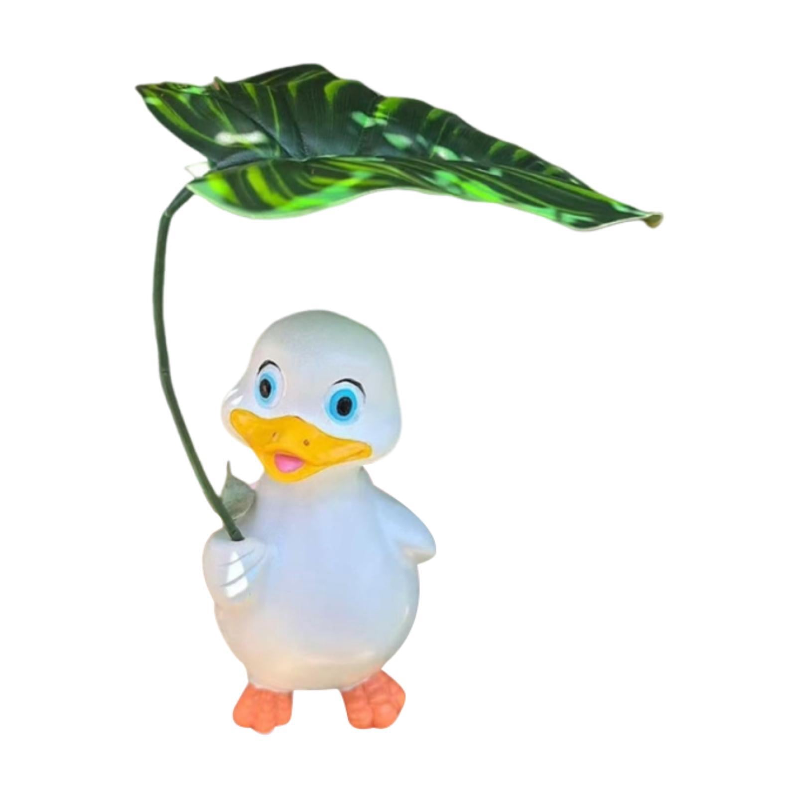 YWMJZEU Duck statue with leaf umbrella, sculpture, resin, decorative ...