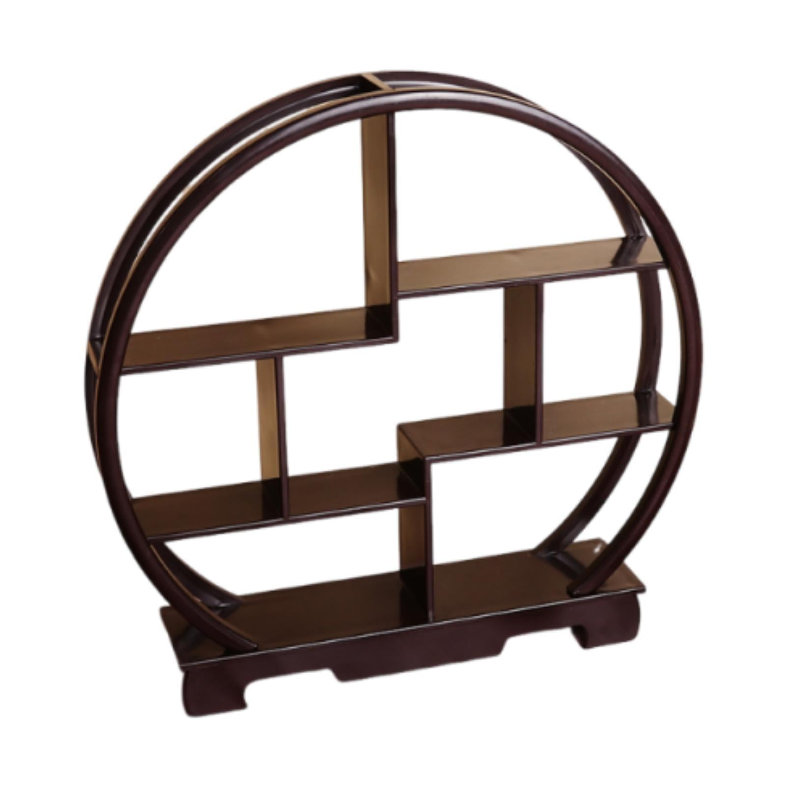 YWMJZEU Wooden Display Shelf Cabinets Rack Round Sturdy Chinese Display ...