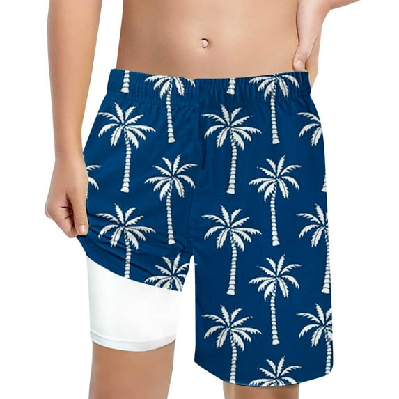 YWOAGH Boys Printed Swimwear Shorts with Lace up High Waisted Loose ...