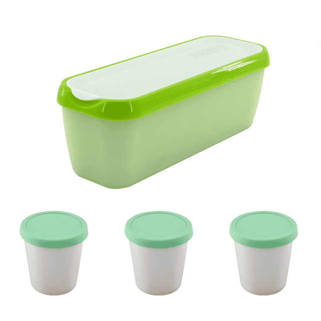 GrowAlong Ice Cream Containers, Set of 4 Reusable Freezer Storage Tubs ...