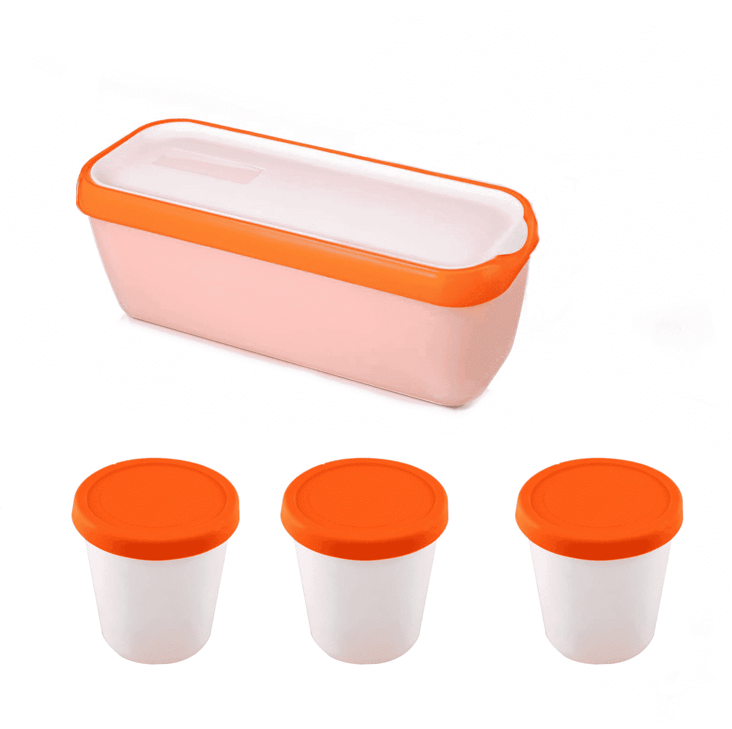 GrowAlong Ice Cream Containers, Set of 4 Reusable Freezer Storage Tubs ...