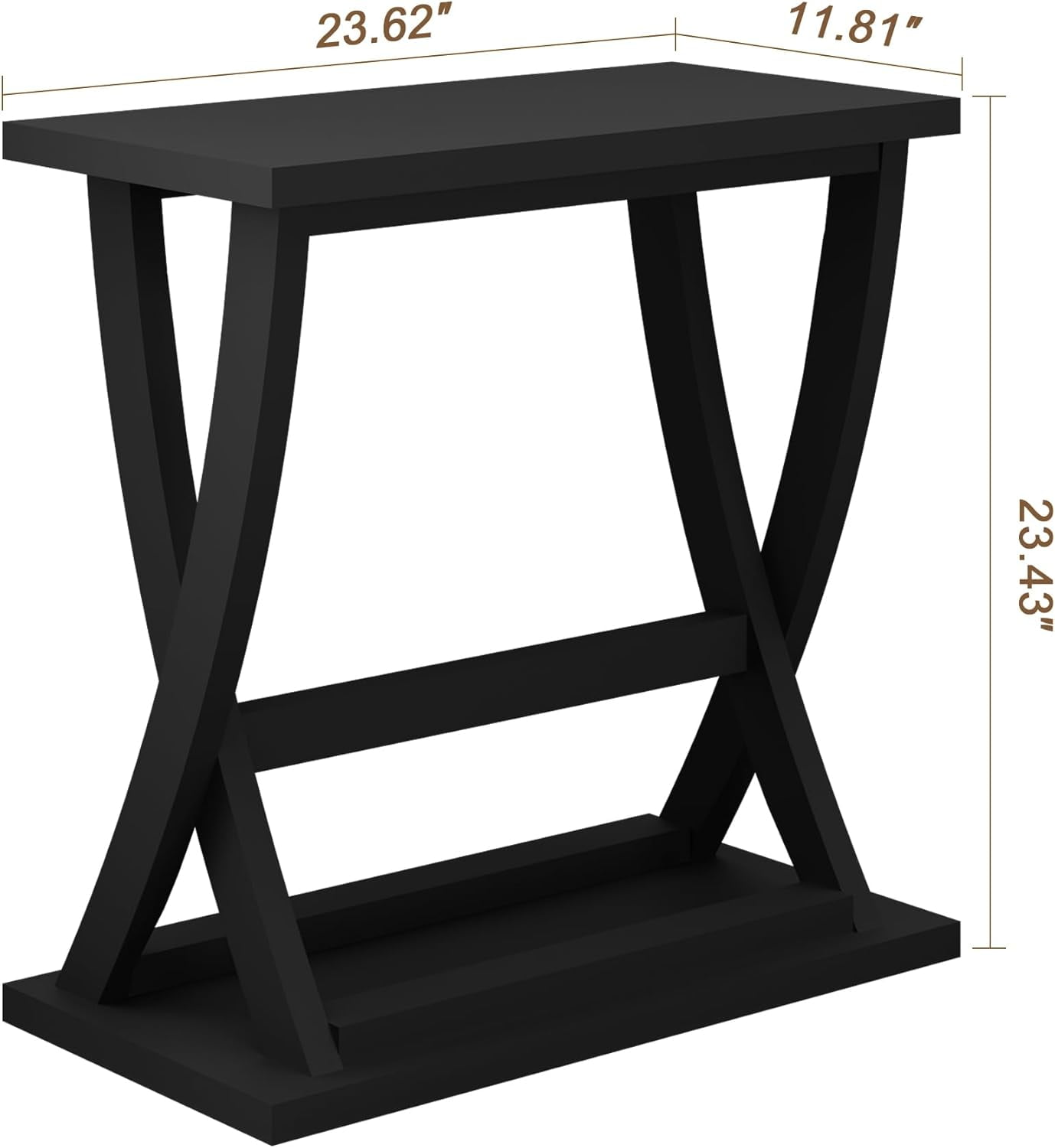 YXDHLZ Black End Table Narrow Side Table with Storage Shelf Modern X ...