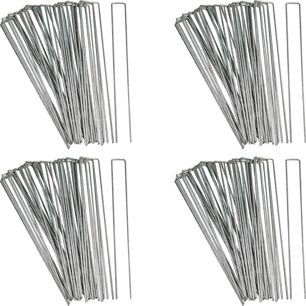 YXNF 100-Pack Galvanized Garden Stakes - Landscape Garden Staples for ...