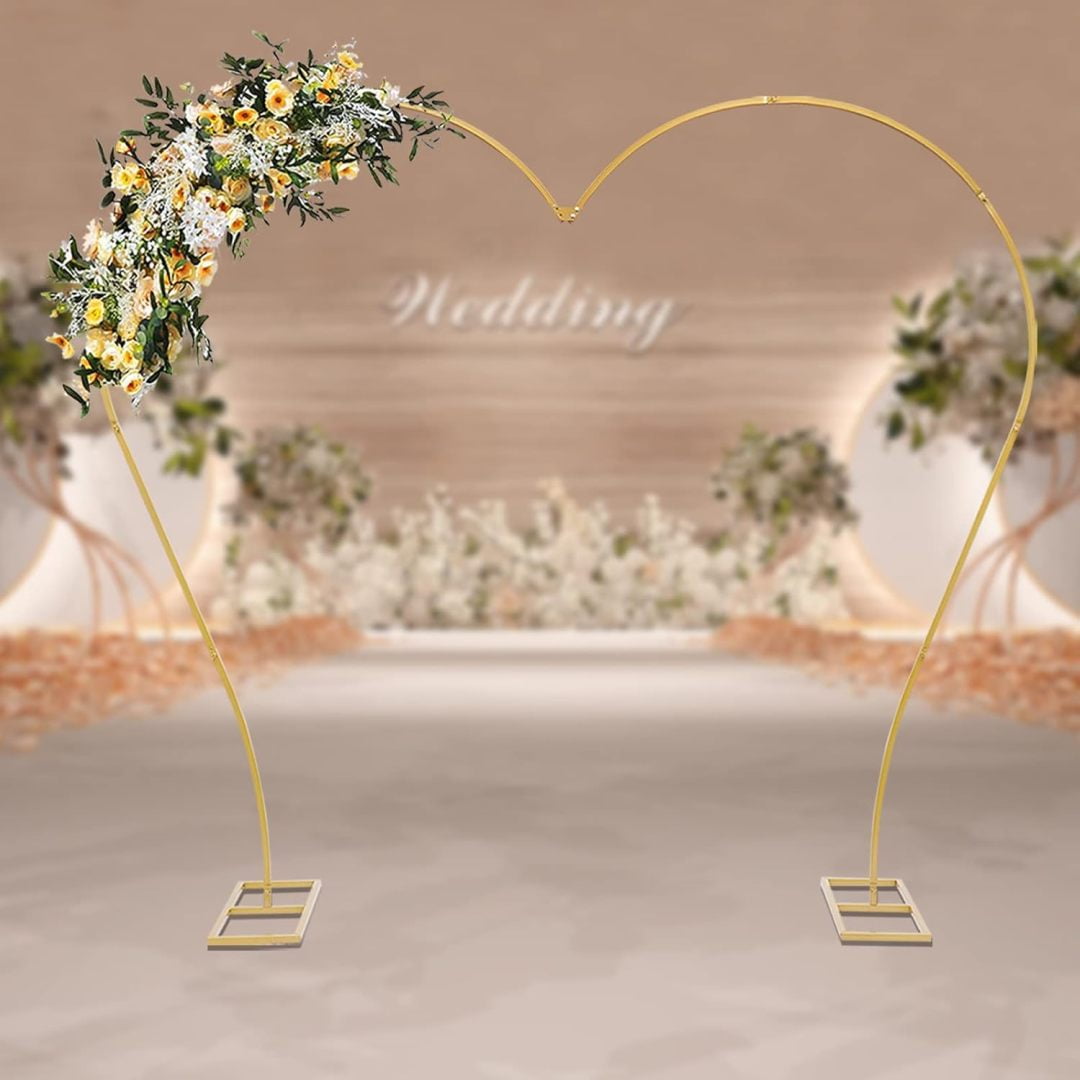 YXNF Large 7.7ft Heart Shaped Arch Kit with Base, Metal Wedding ...