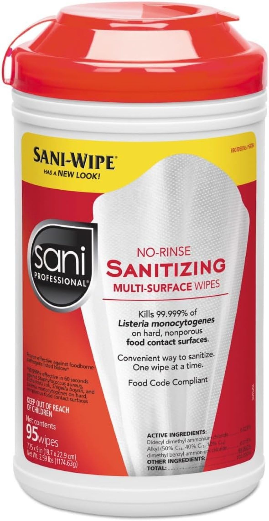 YXNF No-Rinse Sanitizing Multi-Surface Wipes, Unscented, White, 95 ...