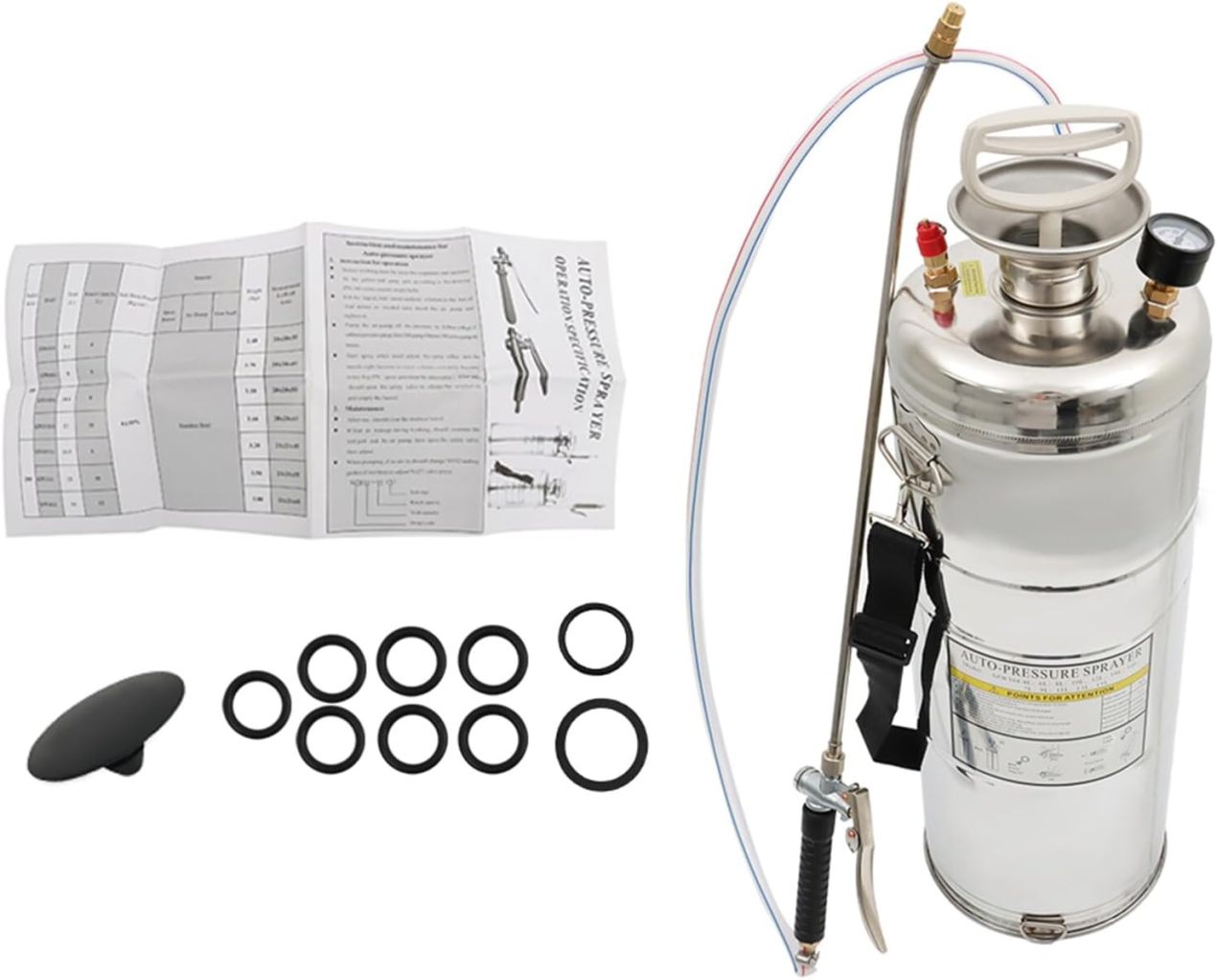 YXNF Stainless Steel Sprayer with Pressure Gauge, Safety Valve ...