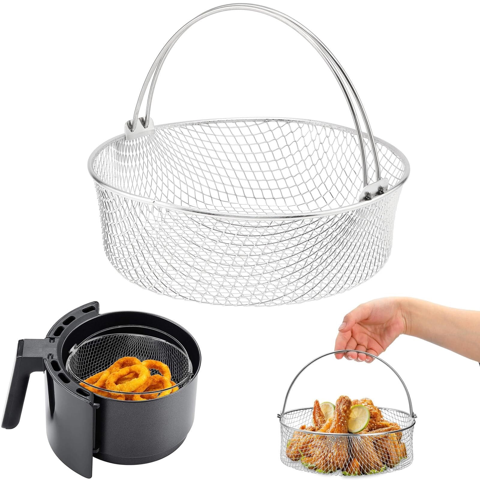 YXP Air Fryer Basket, 8Qt Air Fryer Replacement Accessory Mesh Basket ...