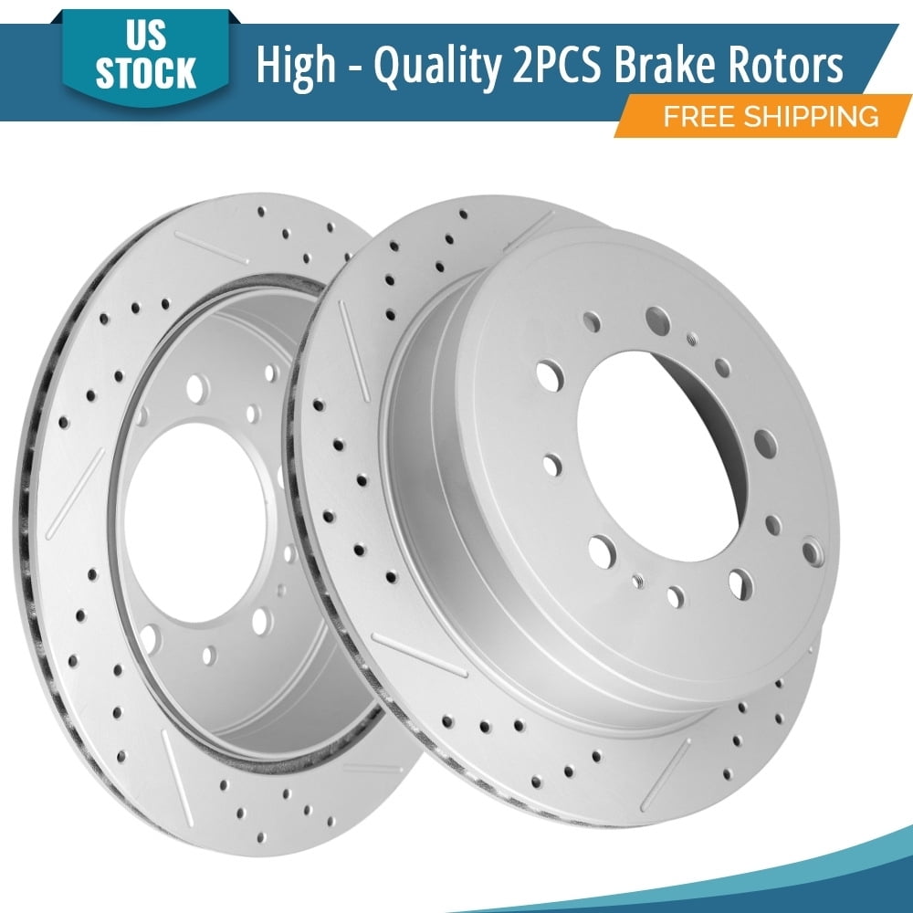 YXPCARS 2PCS Rear Brake Rotors(120.44157), Drilled & Slotted Disc Rotors Kit for Lexus LX570 ...